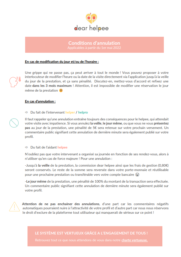 Quelles sont les conditions d'annulation ? – Dear Helpee